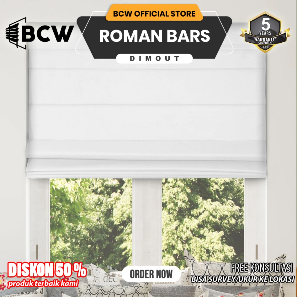 Jual BCW - Roman Bars Blind Indoor Dimout - Custom Ukuran - Tirai ...