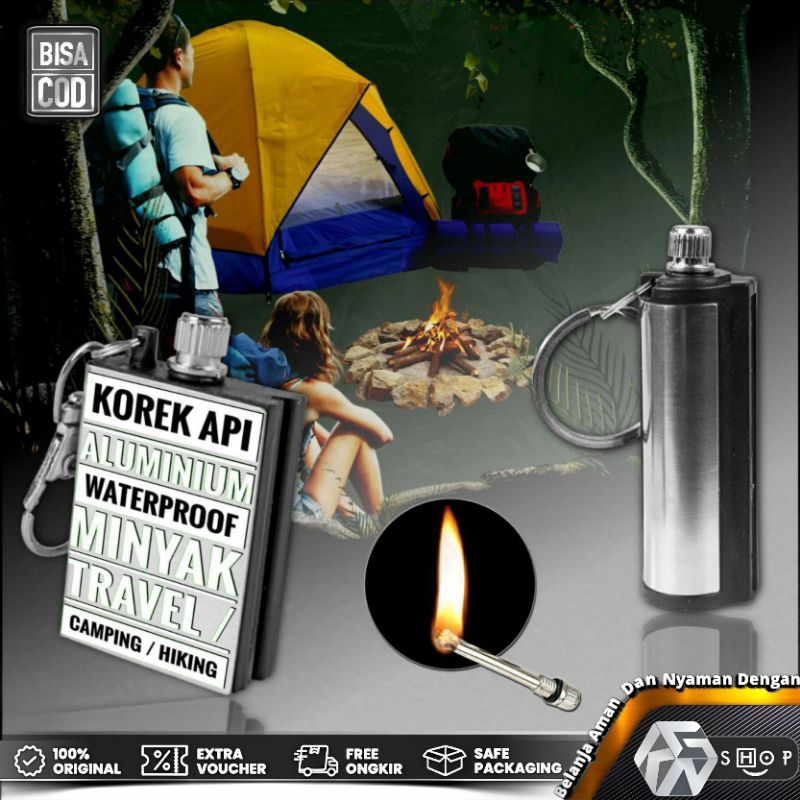 Jual Korek Api Aluminium Waterproof Minyak Travel / Camping / Hiking ...