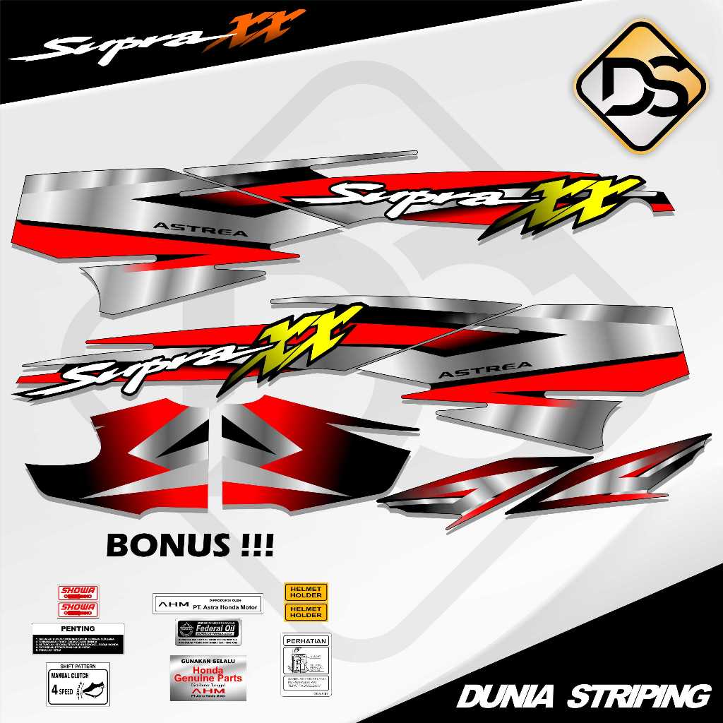 Jual STRIPING STICKER STOCK DECAL STIKER MODEL ORI HONDA SUPRA XX OLD ...