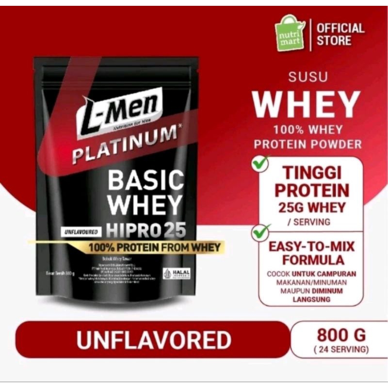 Jual L-Men LMen Platinum Basic Whey Protein Unflavoured 800gram | Shopee Indonesia