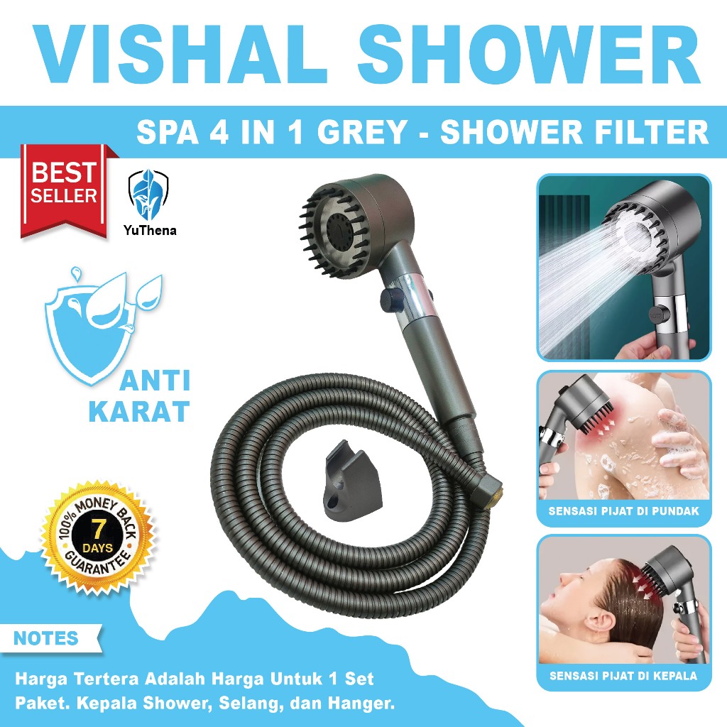 Jual Shower Kamar Mandi Satu Set Shower Spa 4 in 1 Grey Shower Mandi ...