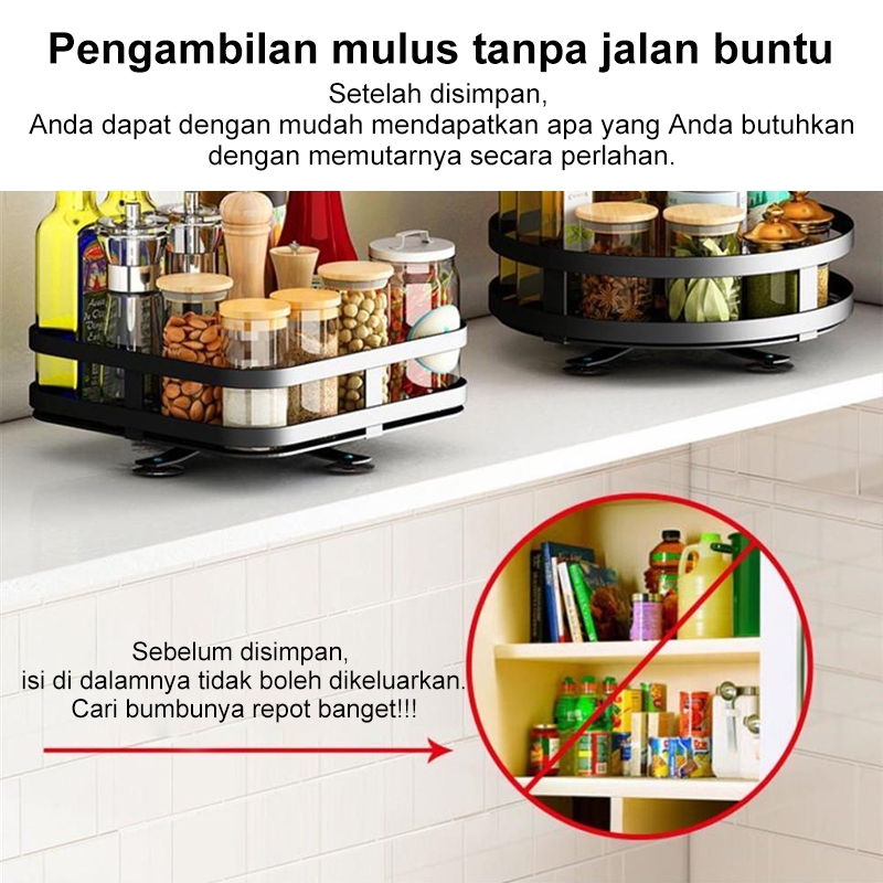 Jual Rak Bumbu Putar Berputar 360 Derajat Rak Bumbu Dapur 3 Susun Spice ...