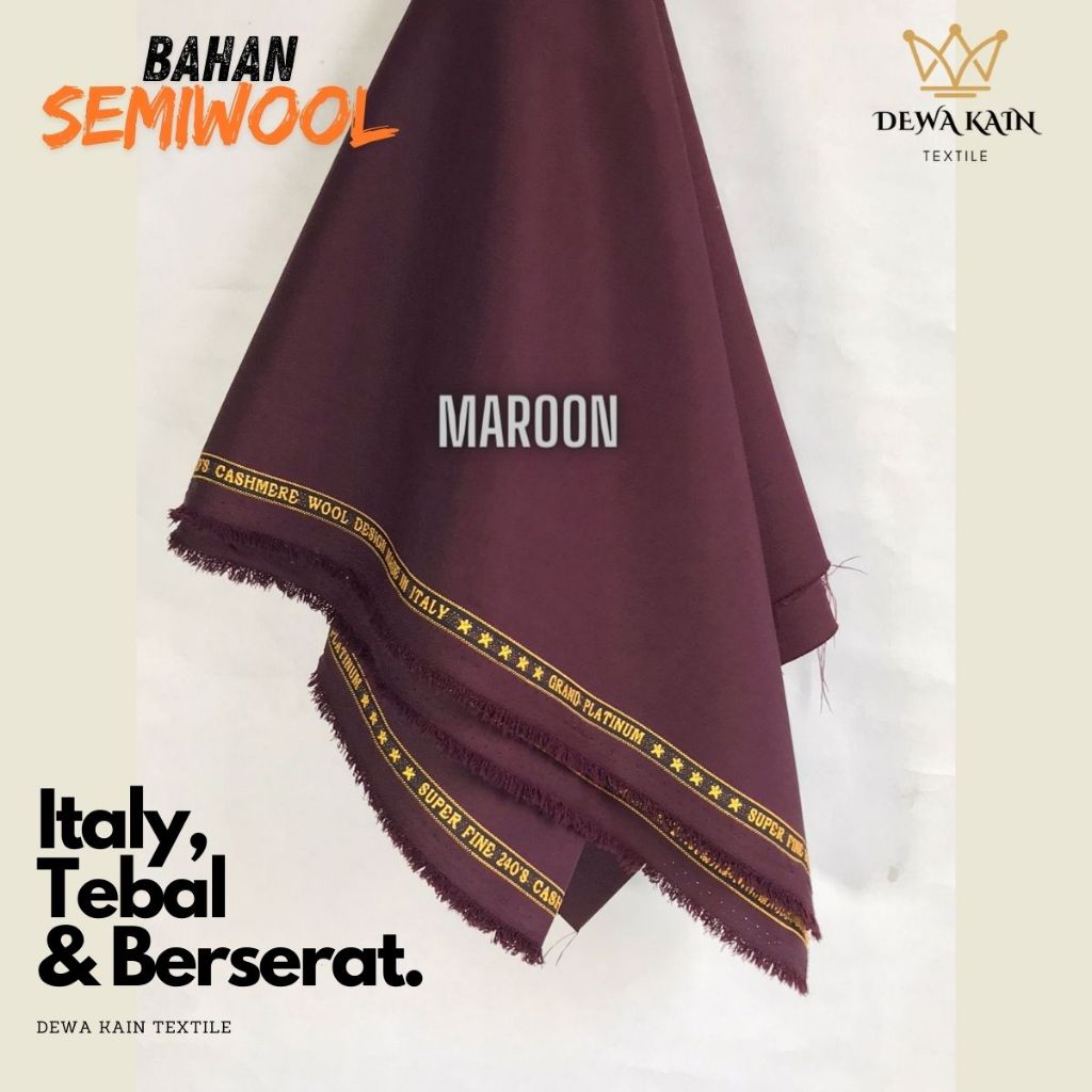 Jual BAHAN KAIN SEMI WOL PREMIUM TEBAL MERAH MARUN MAROON KAIN METERAN ...