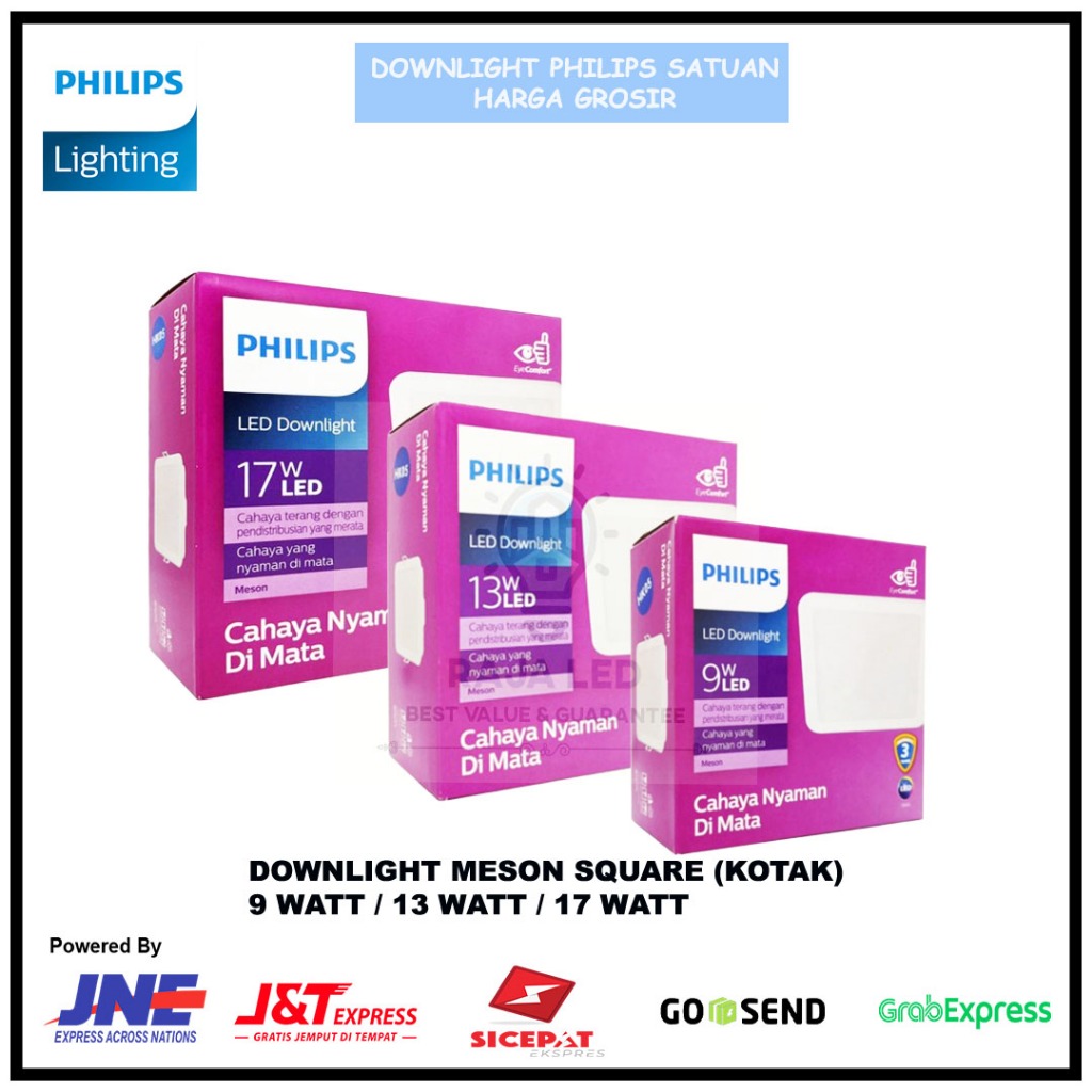 Jual LAMPU DOWNLIGHT LED PHILIPS MESON SQ SQUARE KOTAK 9W 13W 17W 6500K ...