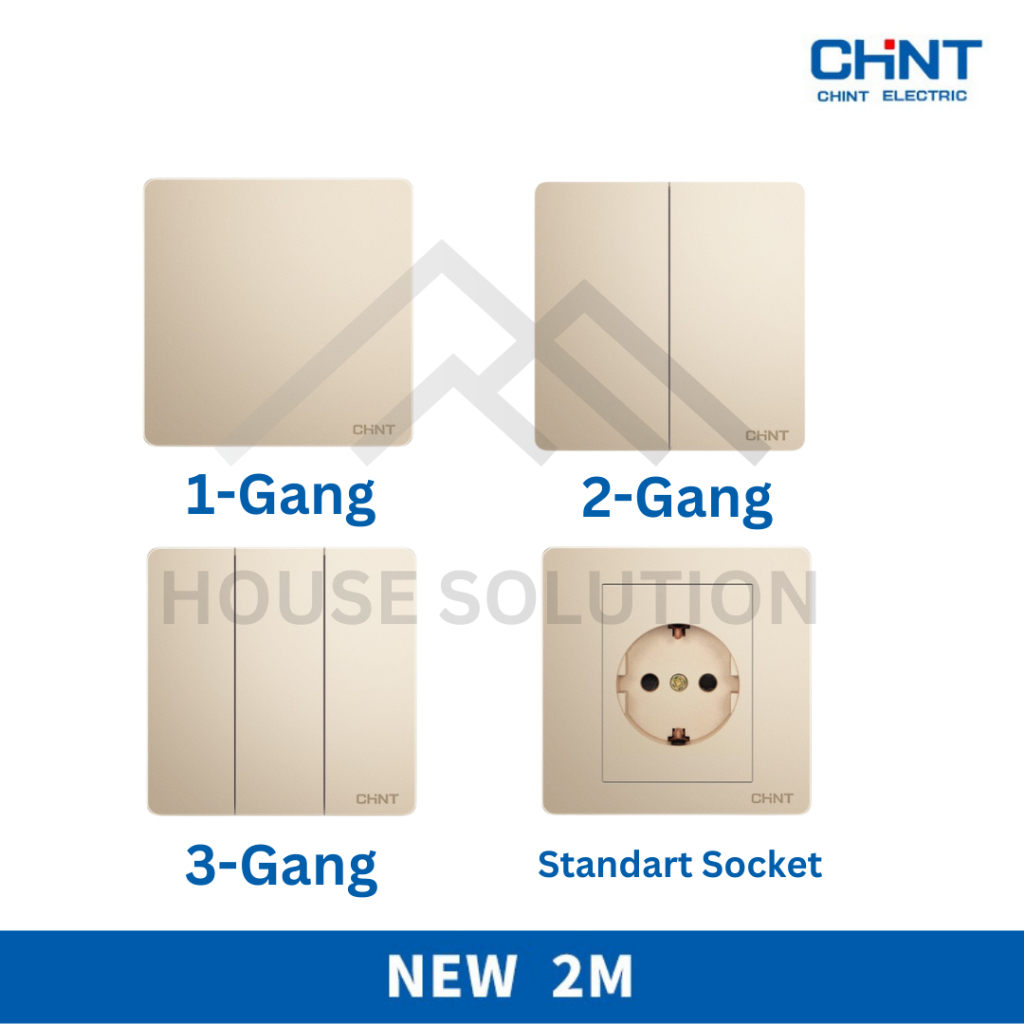 Jual CHINT 2M GOLD SERIES - 1 Gang - 2 Gang - 3 Gang - Standart Socket ...