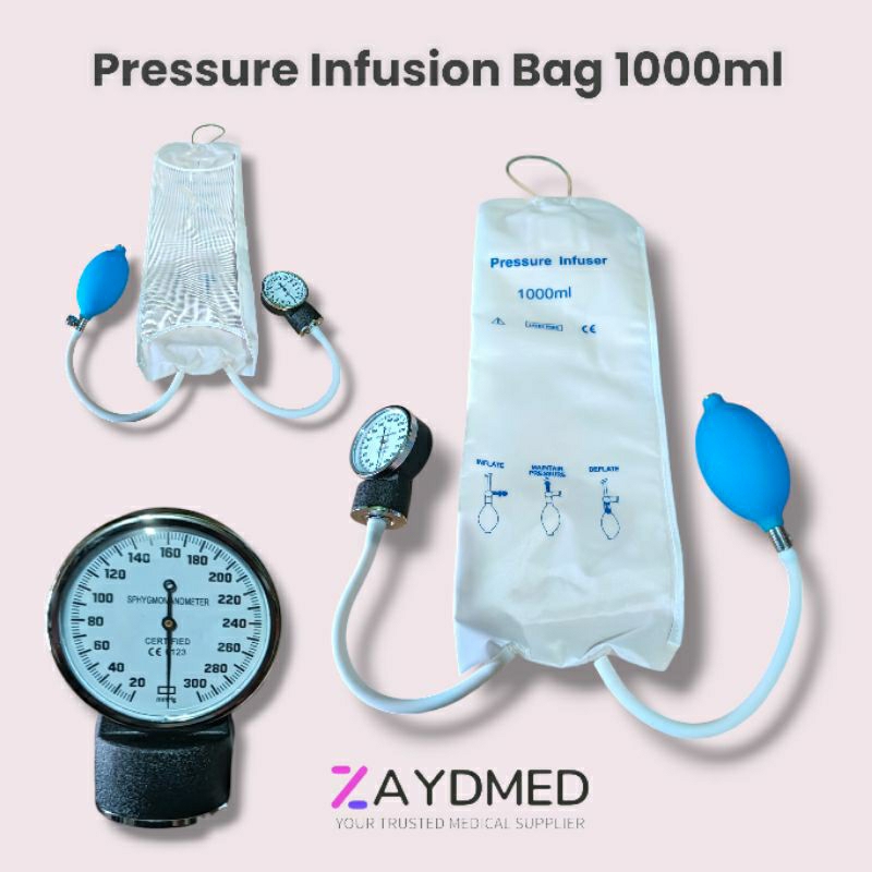 Jual PRESSURE BAG 1000ml gauge/ REUSABLE PRESSURE INFUSER 1L | Shopee ...