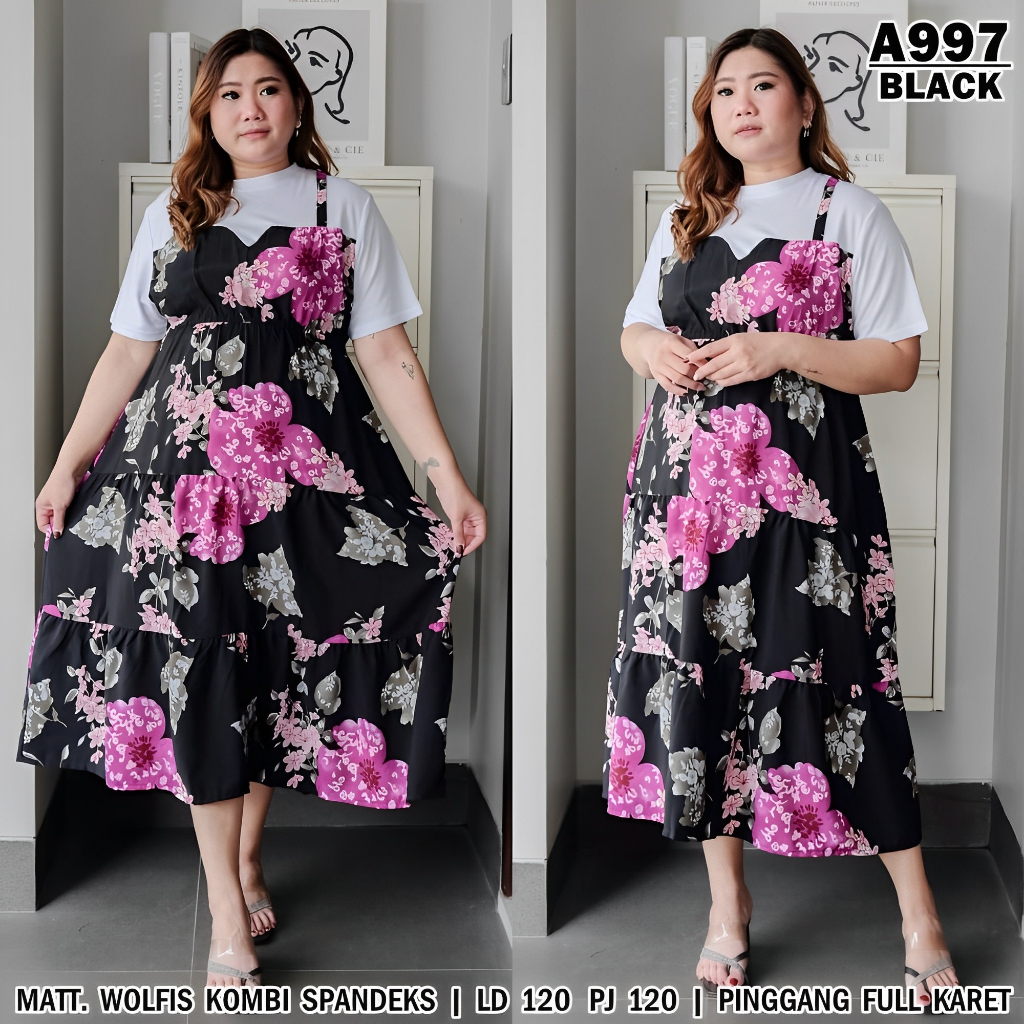 Jual ZRS Dress Shine Big Size XXXL Ld 120 cm P 115 cm B 306 gr Twistcone Monalisa Combine ...