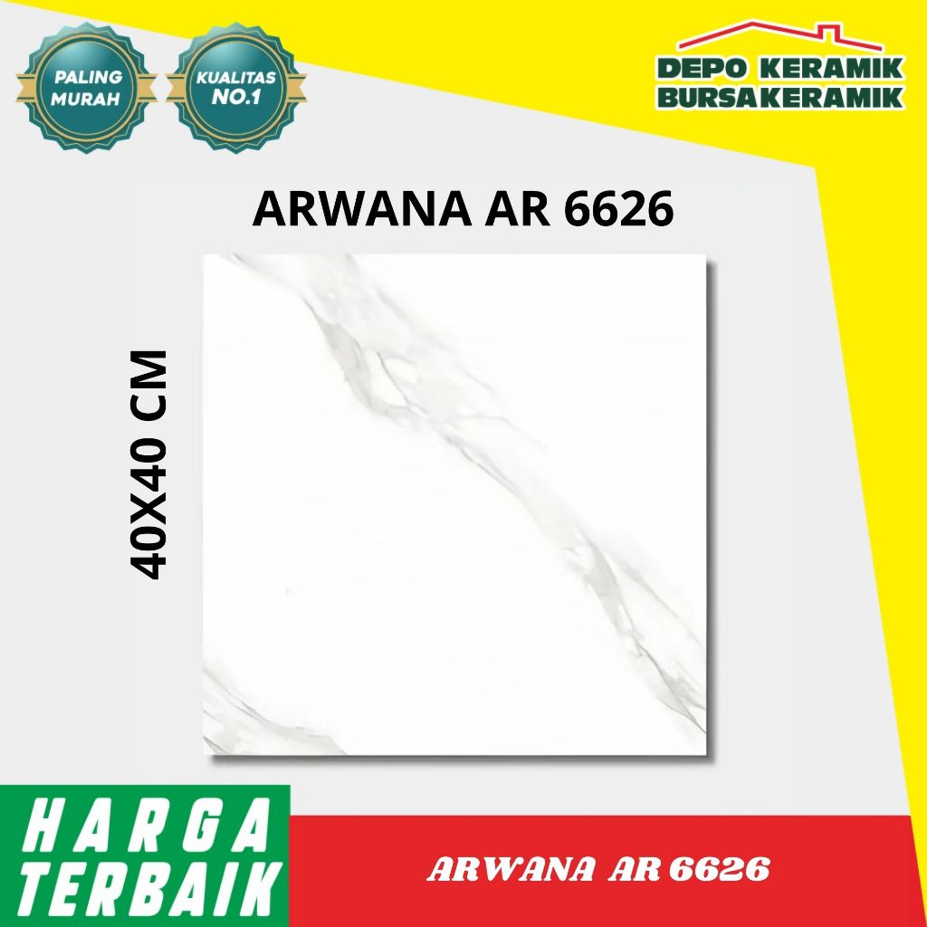 Jual ARWANA 40X40 AR 6626 WHITE G1 - Teksture / Glossy / Arwana 6626 ...