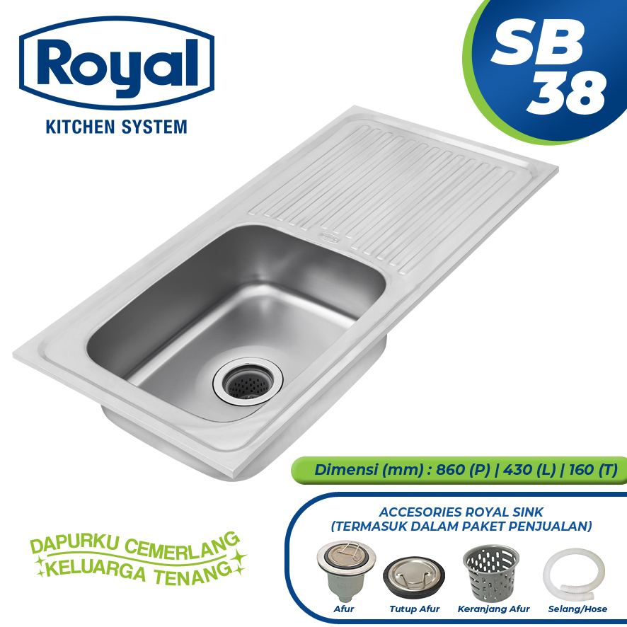 Jual Royal Kitchen Sink SB 38 | Bak Cuci Piring Stainless | Shopee Indonesia