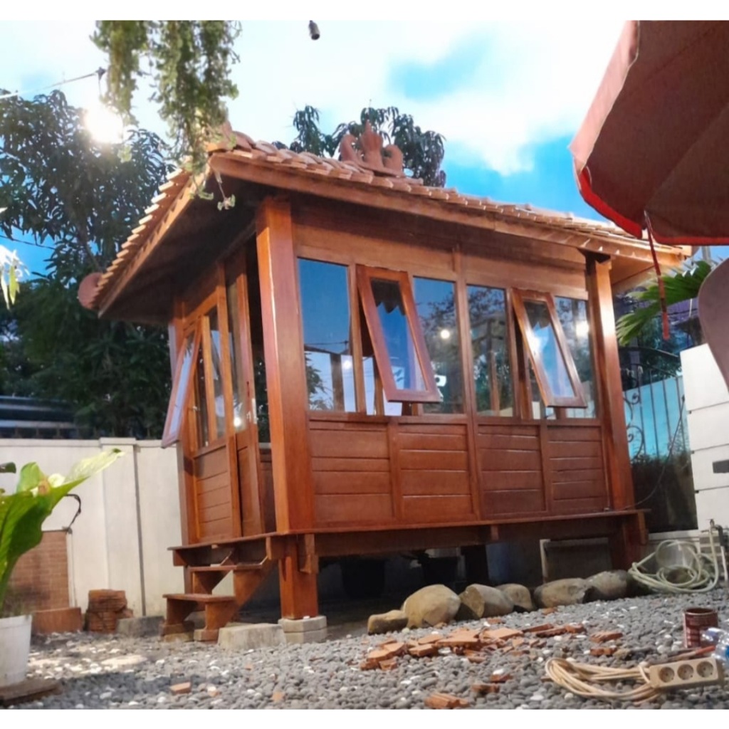 Jual Gazebo Model Dinding Kaca | Rumah Kayu Jati Jepara Atap Genteng ...