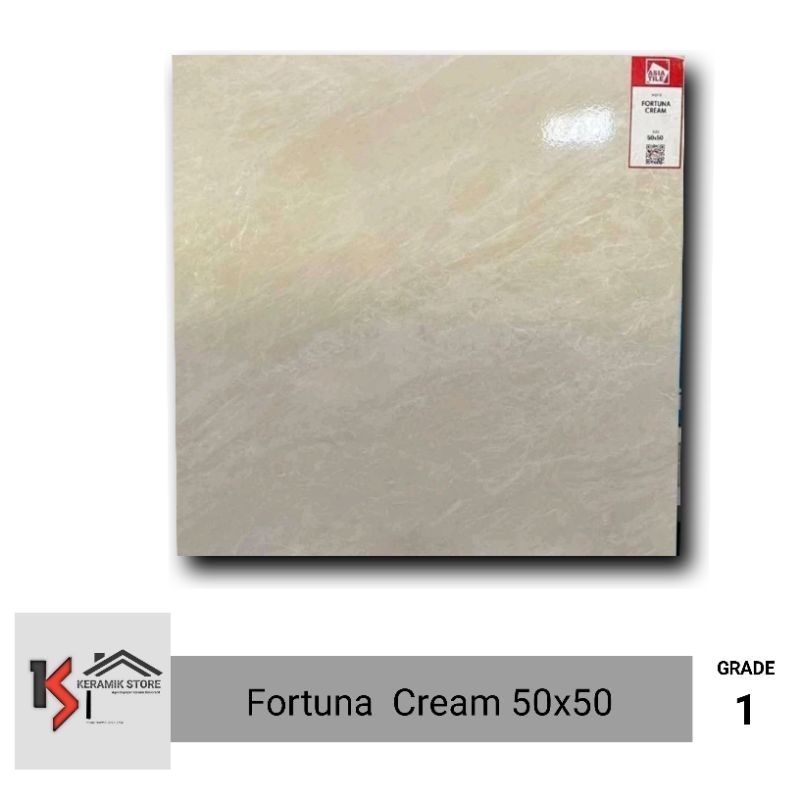 Jual Keramik 50x50 Lantai Asia Tile Fortuna Cream | Shopee Indonesia
