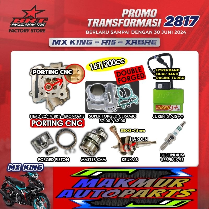 Jual Promo Transformasi BRT 2817 Paket Bore Up 167/200CC MX King / R15 ...