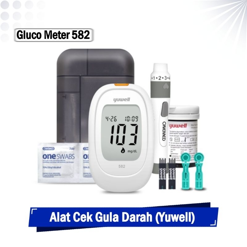 Jual YUWELL Blood Glucose Meter Accu Sure 582 Paket Alat Cek Gula Darah ...