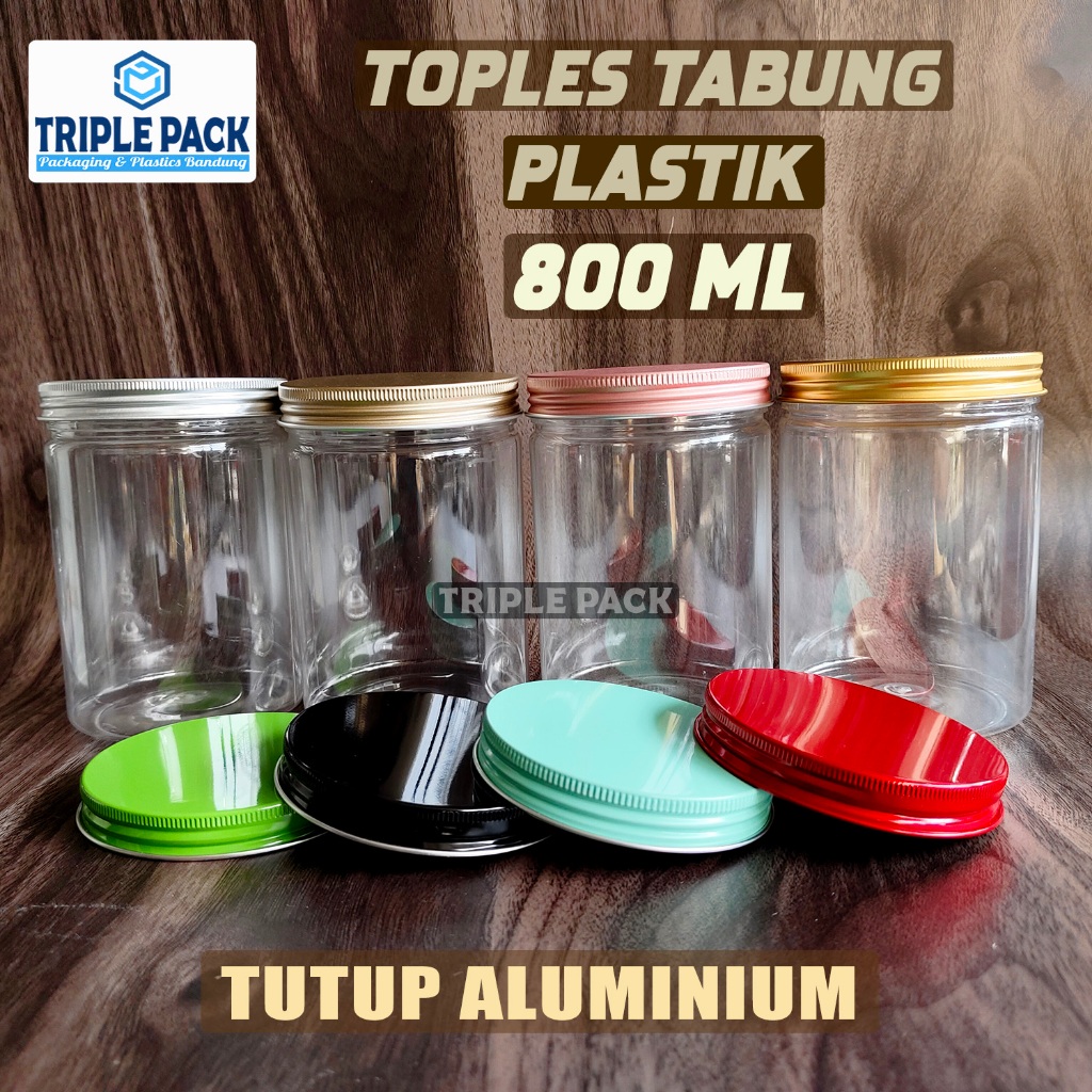 Jual [isi 6 pcs] Toples Tabung Plastik 800ml Tutup Aluminium, Jar Plastik Food Grade | Shopee ...
