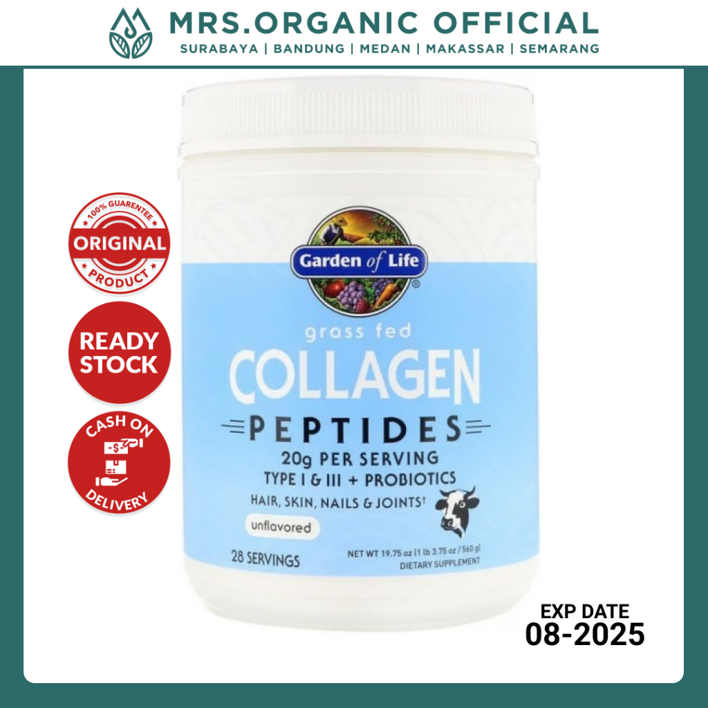 Jual Suplemen Collagen Grass Fed Beauty Garden of Life Unflavored 560g ...