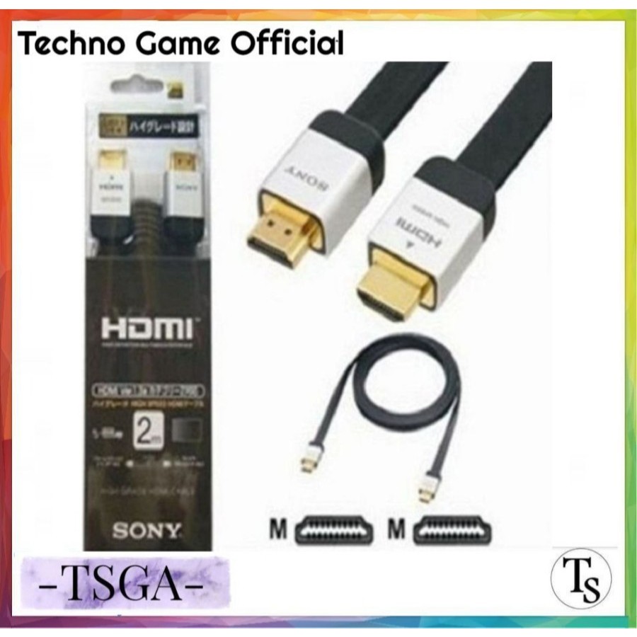 Jual Kabel HDMI SONY Highspeed 2M - Cable HDMI 2 Meter Kabel Pipih | Shopee Indonesia