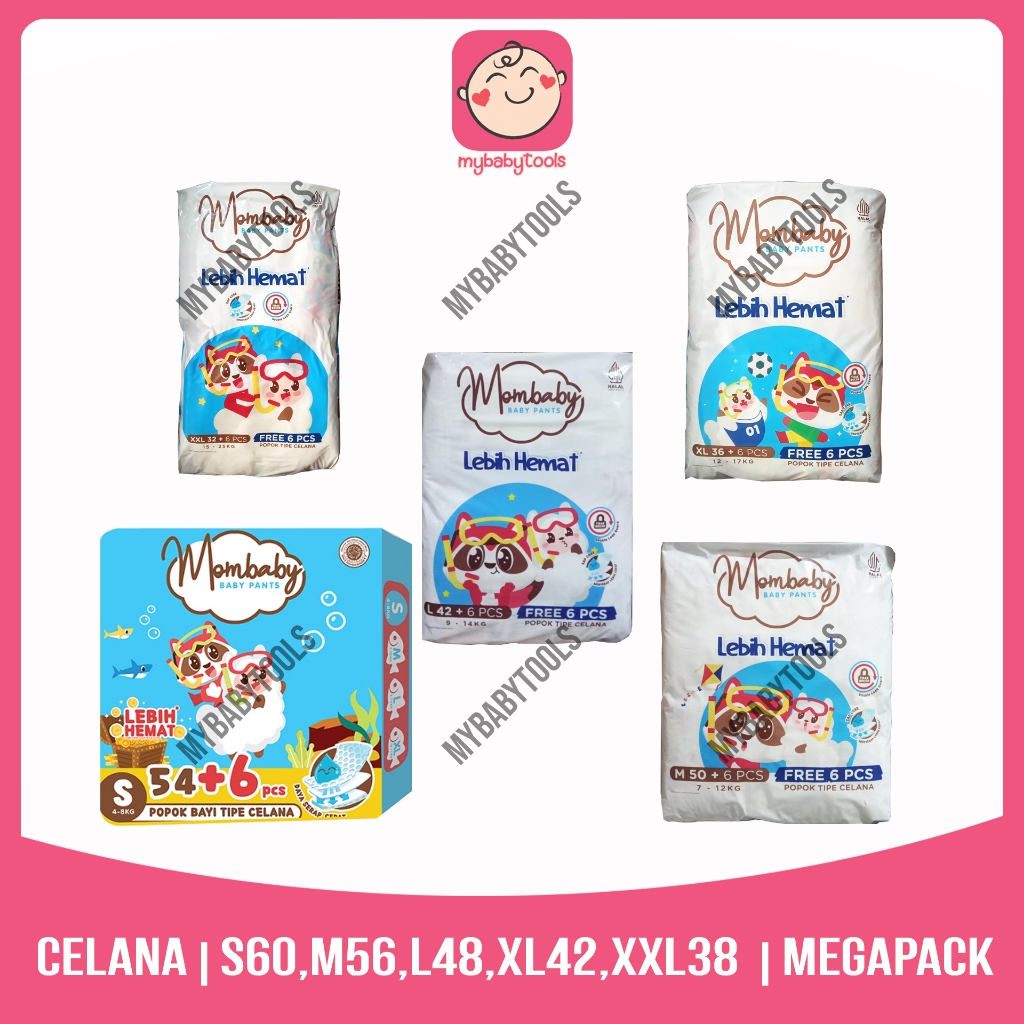 Jual MOMBABY PANTS S54+6 M50+6 L42+6 XL36+6 XXL32+6 POPOK CELANA | Shopee Indonesia