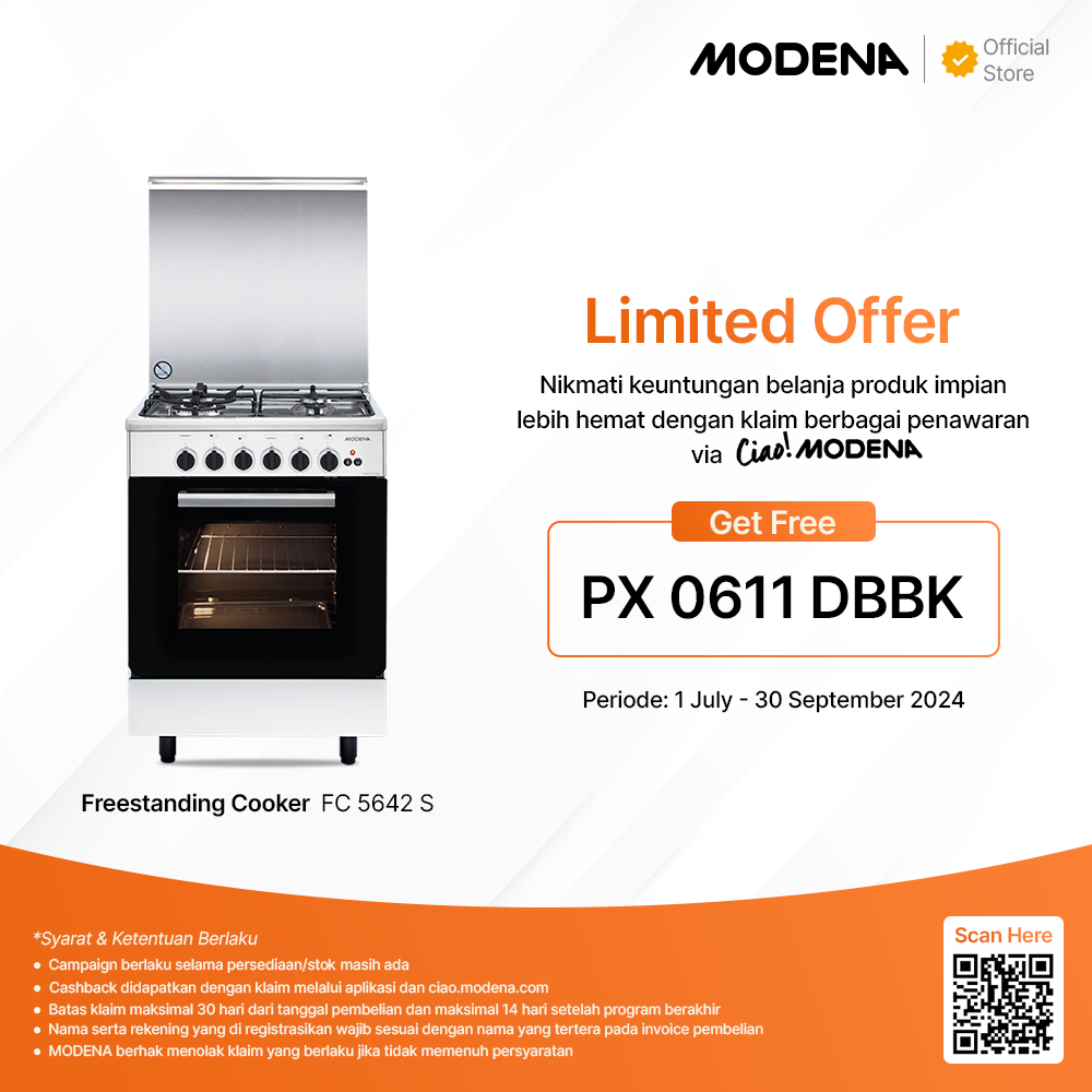 Jual MODENA Freestanding Gas Cooker - FC 5642 S | Shopee Indonesia