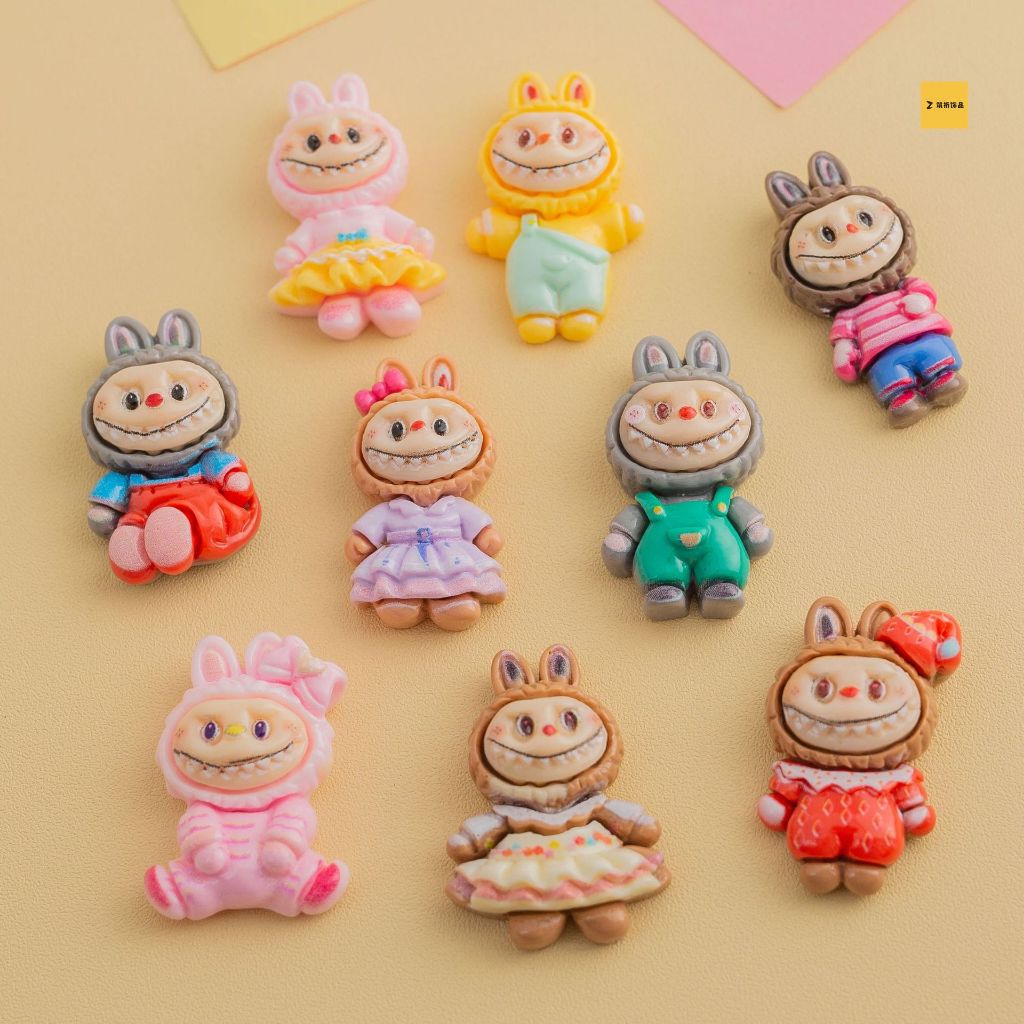 Jual I50 1Set(9Pcs) Resin Clay DIY Glossy (No Lubang) Karakter Labubu 3 ...