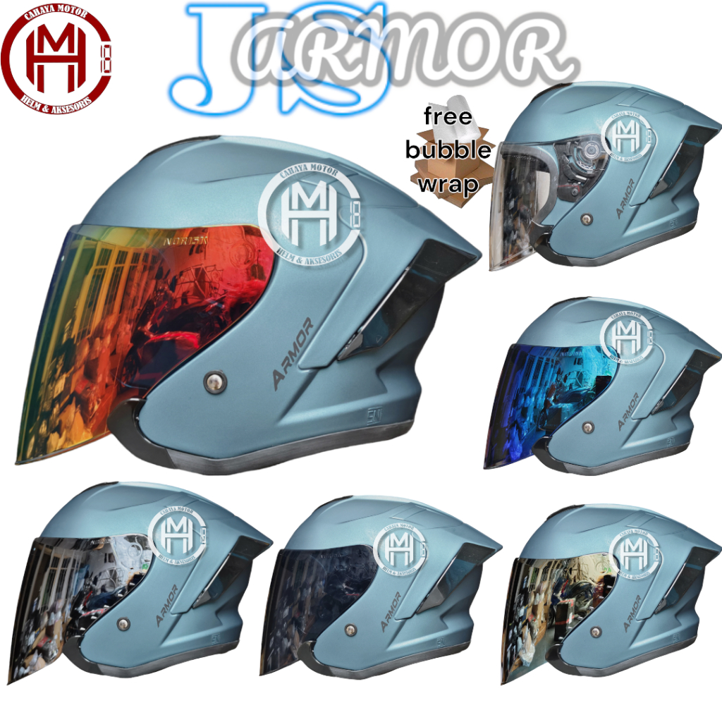 Jual HELM JS ARMOR SOLID/POLOS DARK TEAL DOP| HELM HALF FACE | Shopee ...
