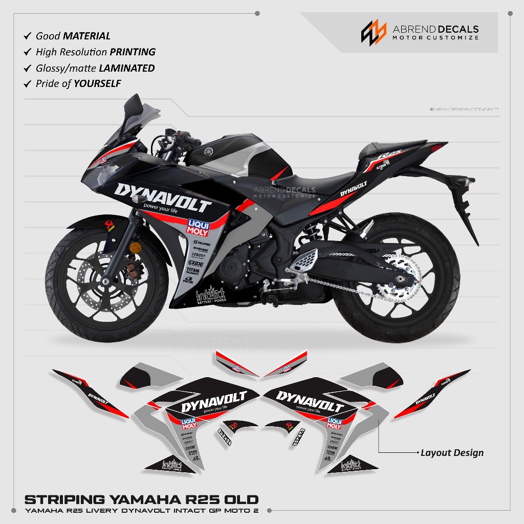 Jual DECAL STRIPING R25 OLD LIVERY DYNAVOLT INTACT MOT 2 / STIKER MOTOR ...