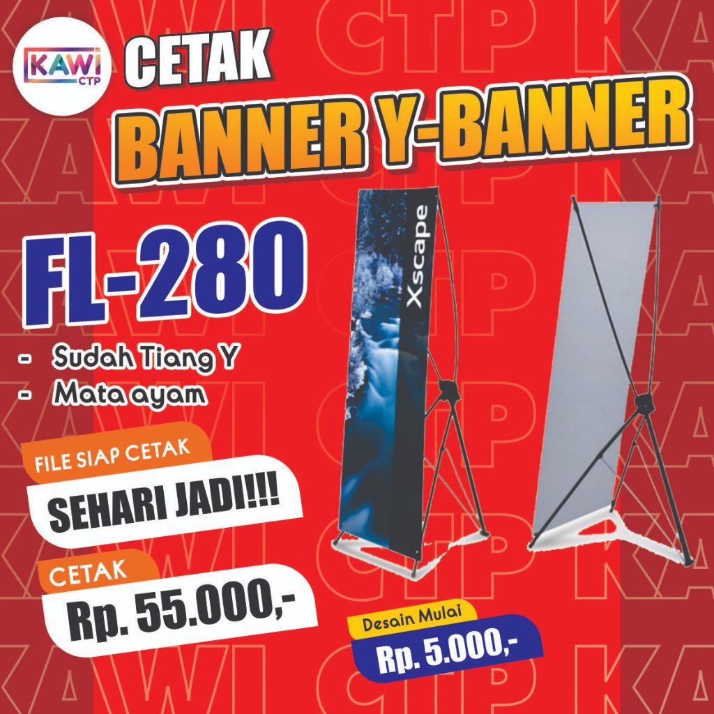 Jual Cetak 1 hari jadi Y BANNER + TIANG 60 x 160 cm | Shopee Indonesia