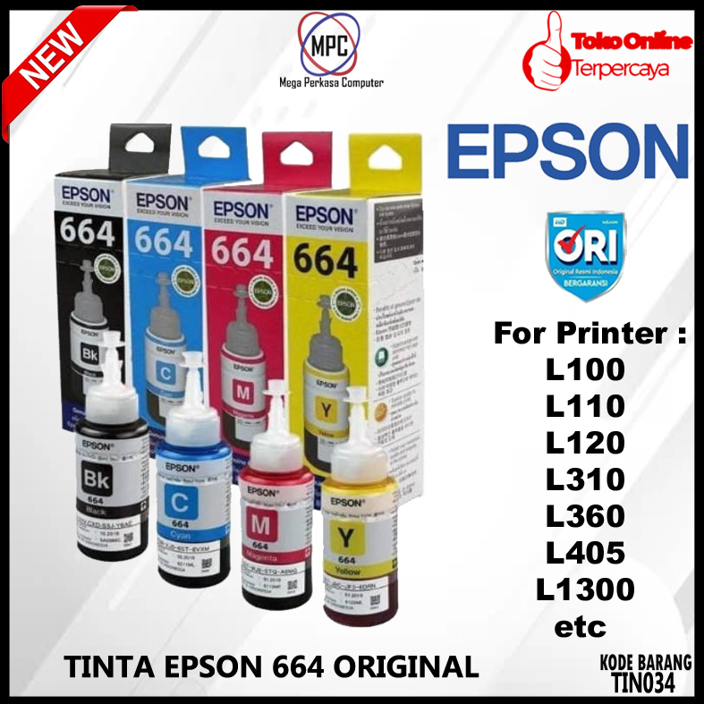 Jual Tinta Printer Epson Original 664 L100 L120 L200 L220 L360 L405 ...