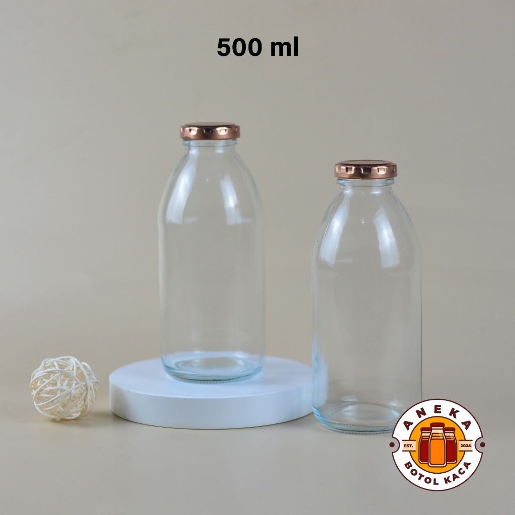 Jual Botol Kaca 500ml Bening Tebal Tutup Aluminium Gold – Botol Minuman ...