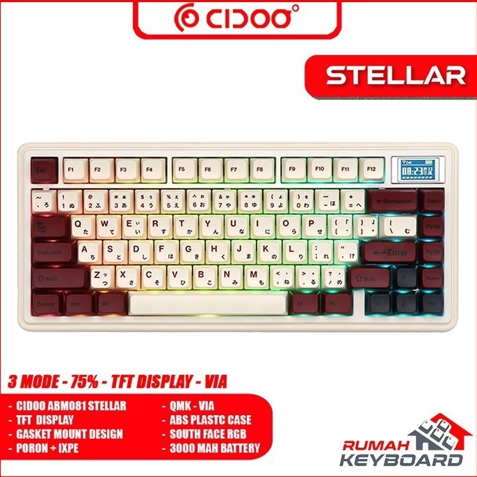 Jual KODE V24T MECHANICAL KEYBOARD CIDOO ABM81 STELLAR 75 TFT DISPLAY ...