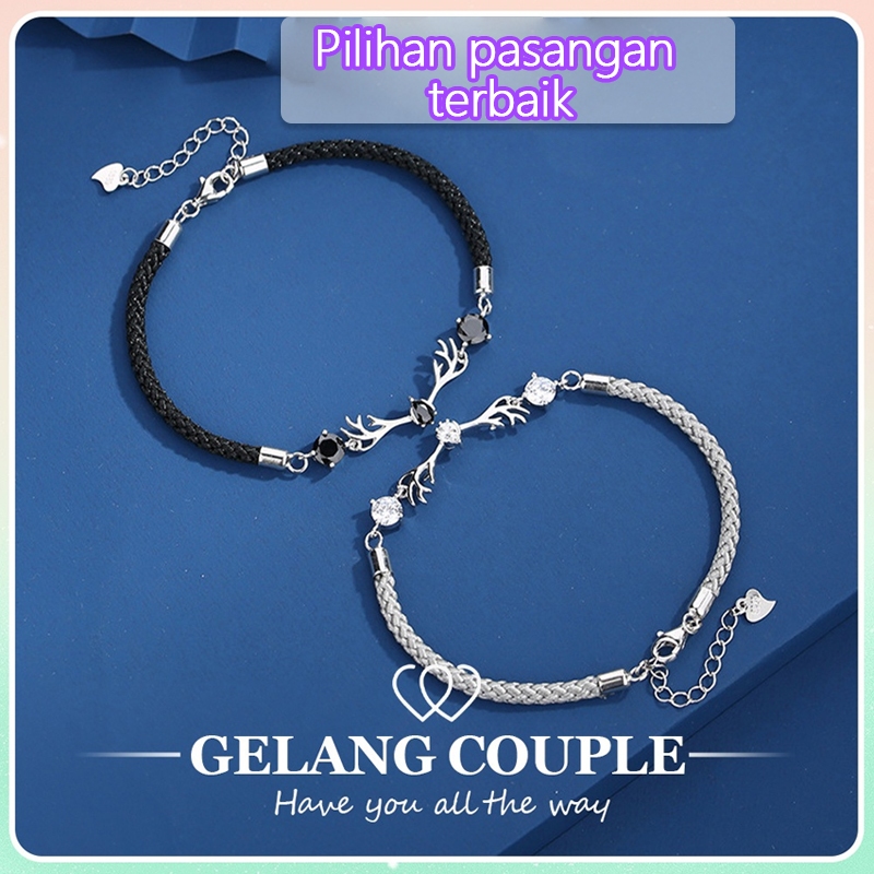 Jual gelang hitam putih couple aesthetic tali anyaman yang dapat ...