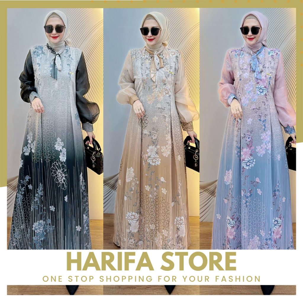 Jual Vilda Gamis Dress By HMF Luxury Ceruty Printing mix Organza ...