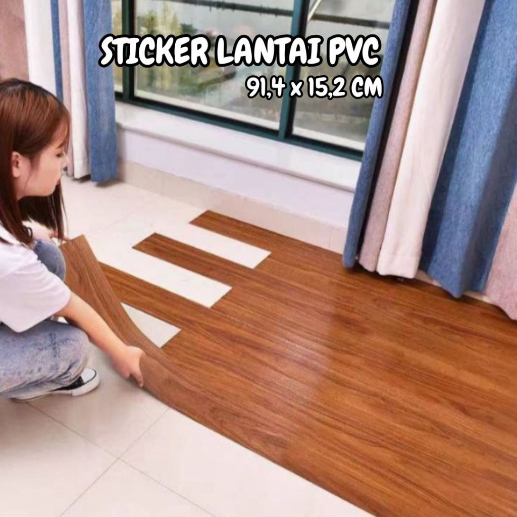 Jual Stiker Vinyl Lantai Kayu / Vinyl Lantai Sticker 91x15cm / Stiker Parket Kayu PVC Premium ...