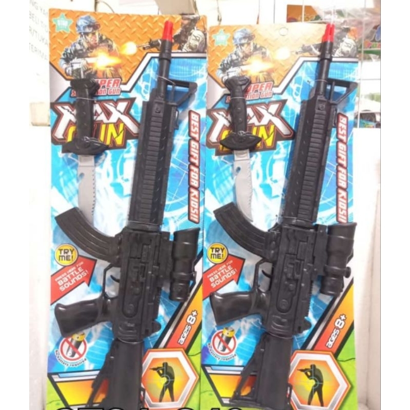 Jual (BESAR) MAINAN SENAPAN PANJANG MAINAN ADA SENJATA FULL HITAM ...
