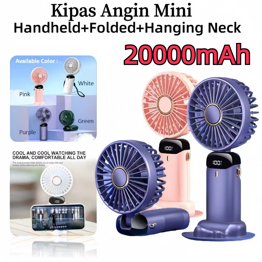 Jual 【COD】Kipas Angin Mini portable lipat USB 20000mAh 5-Speed Wind ...