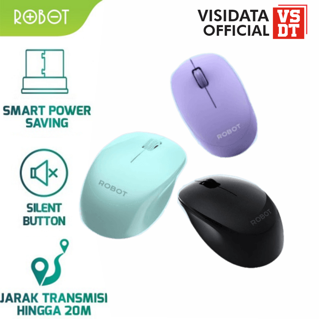 Jual ROBOT M210S Mouse Wireless Silent Click Ergonomis Garansi Resmi ...