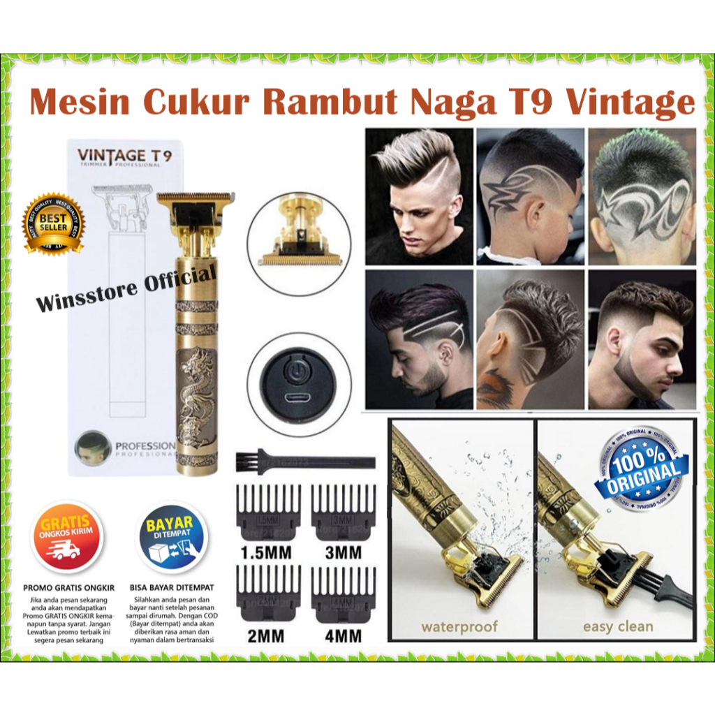 Jual Mesin Cukur Rambut Naga T9 Vintage Elektrik Cukuran Kumis Jenggot | Shopee Indonesia