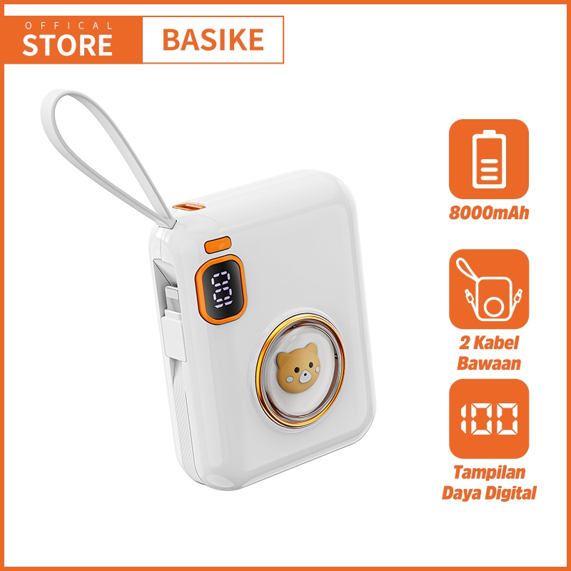 Jual BASIKE Powerbank Mini Original Panda Lucu with Kabel USB Type C ...