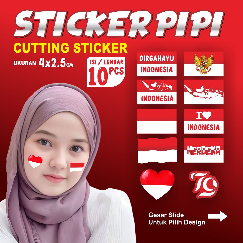 Jual STICKER MERAH PUTIH / STICKER PIPI / STICKER BENDERA MERAH PUTIH ...