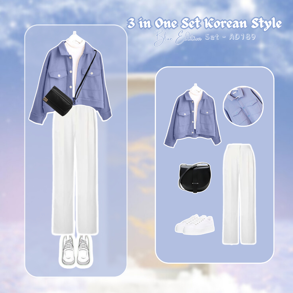 Jual Setelan Wanita Kekinian 3 In One Set Korean Style Terbaru Buat Hangout Outer Kulot Hijab ...