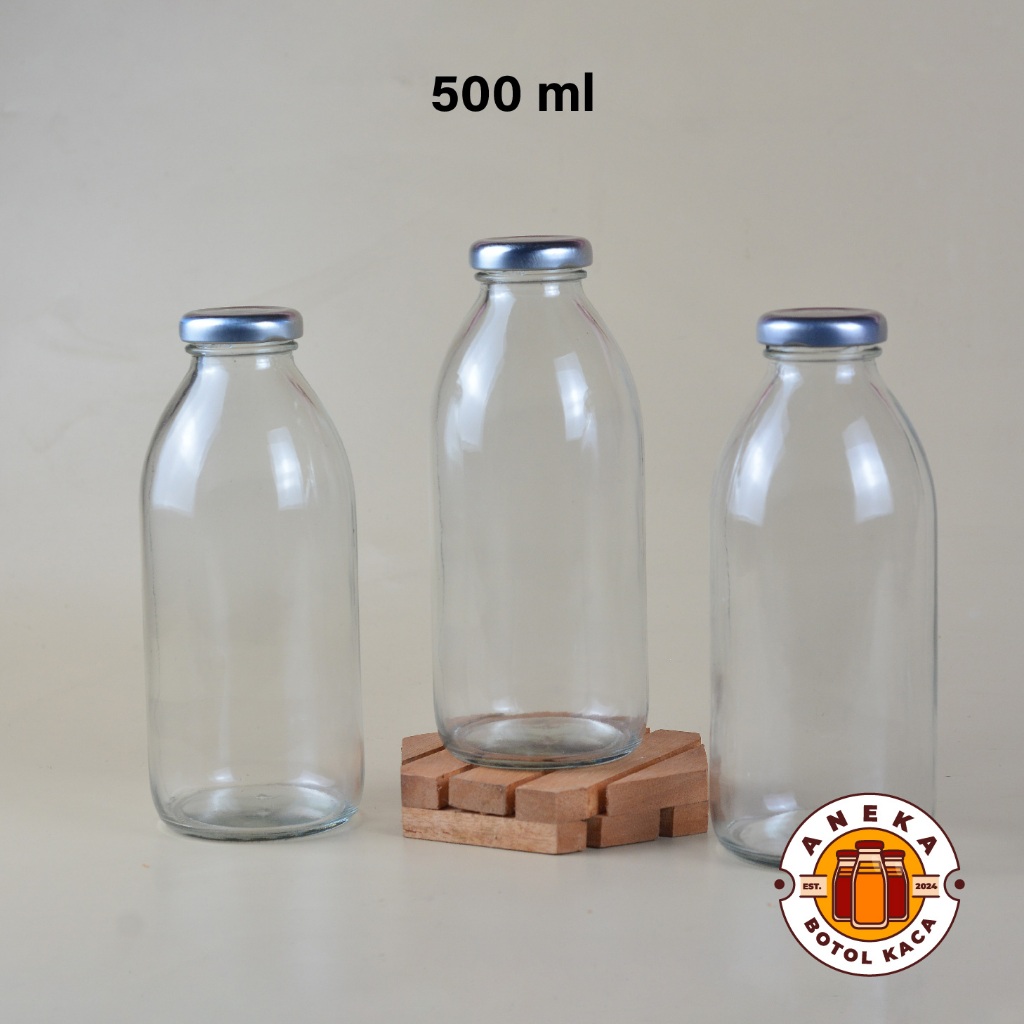 Jual Botol Kaca 500ml Bening Tebal Tutup Aluminium Silver – Botol ...