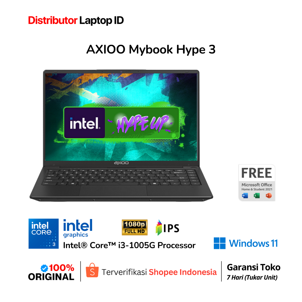 Jual Axioo MyBook HYPE 3 / Core i3 1005G1 / RAM 8GB 256GB SSD / 14" FHD ...