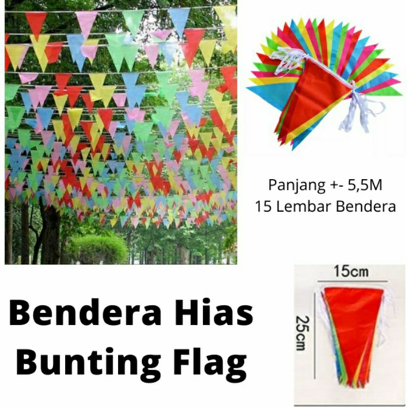 Jual Bendera segitiga renteng merah putih & warna warni 5 meter / bahan kain bendera umbul umbul ...