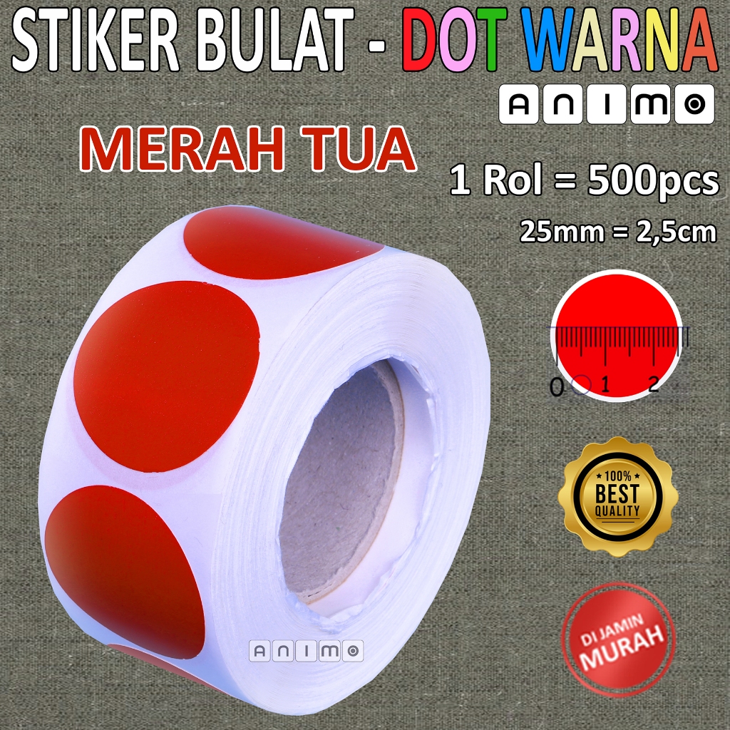 Jual Stiker Bulat Warna - COLOR DOT STICKERS - ROL 25 MM = 2,5 CM ...