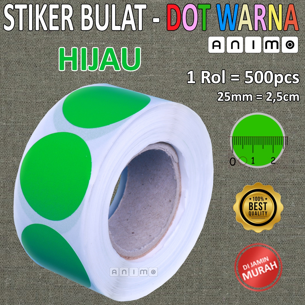 Jual Stiker Bulat Warna - COLOR DOT STICKERS - ROL 25 MM = 2,5 CM ...