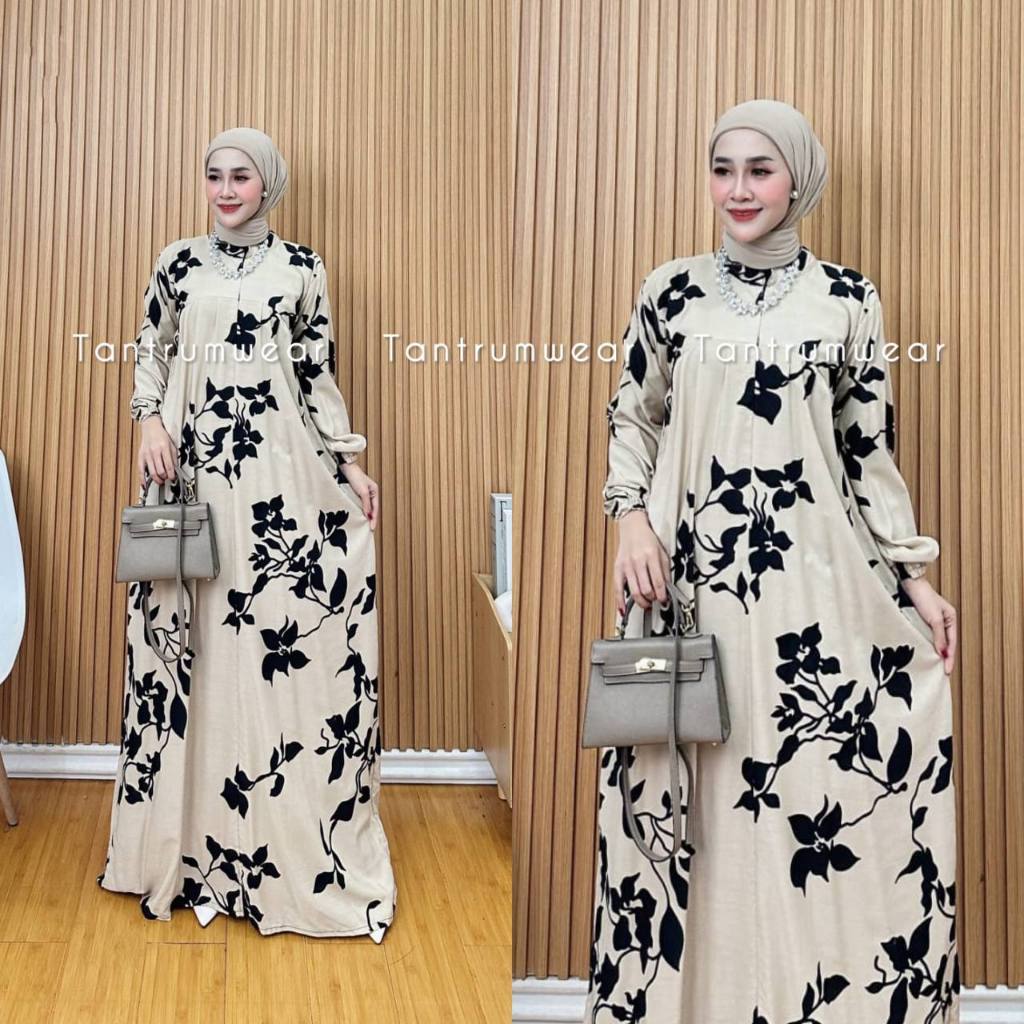 Jual Gamis Rayon Premium Motif Flower ukuran Jumbo. | Shopee Indonesia