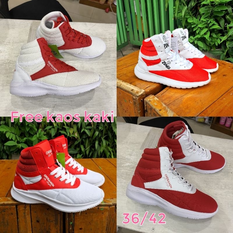 Jual sepatu zumba olahraga sepatu chosamon merah putih sepatu chosamon ...