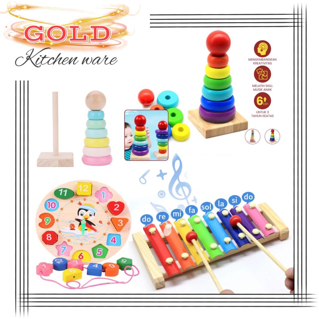 Jual G889 Mainan Edukasi Anak Basic Shape Kayu Balok Geometri Puzzle 3D ...