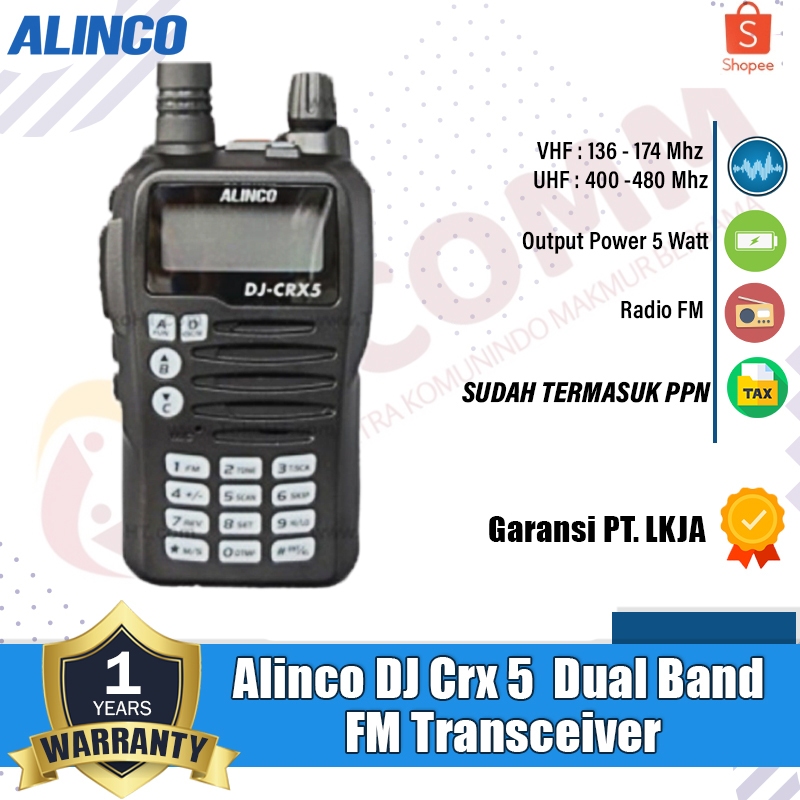 Jual Alinco DJ CRX5 DJ-CRX5 CRX 5 Dualband Frekuensi Ht Alinco Dj Crx5 Dual Band Garansi Resmi ...