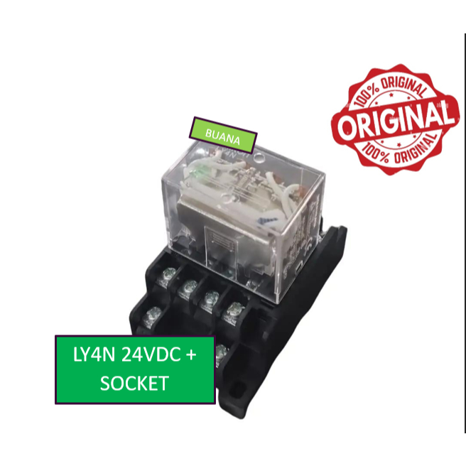 Jual Set Relay LY4N 24VDC + Socket - 14 pin / LY4N 24V / LY4 24VDC | Shopee Indonesia