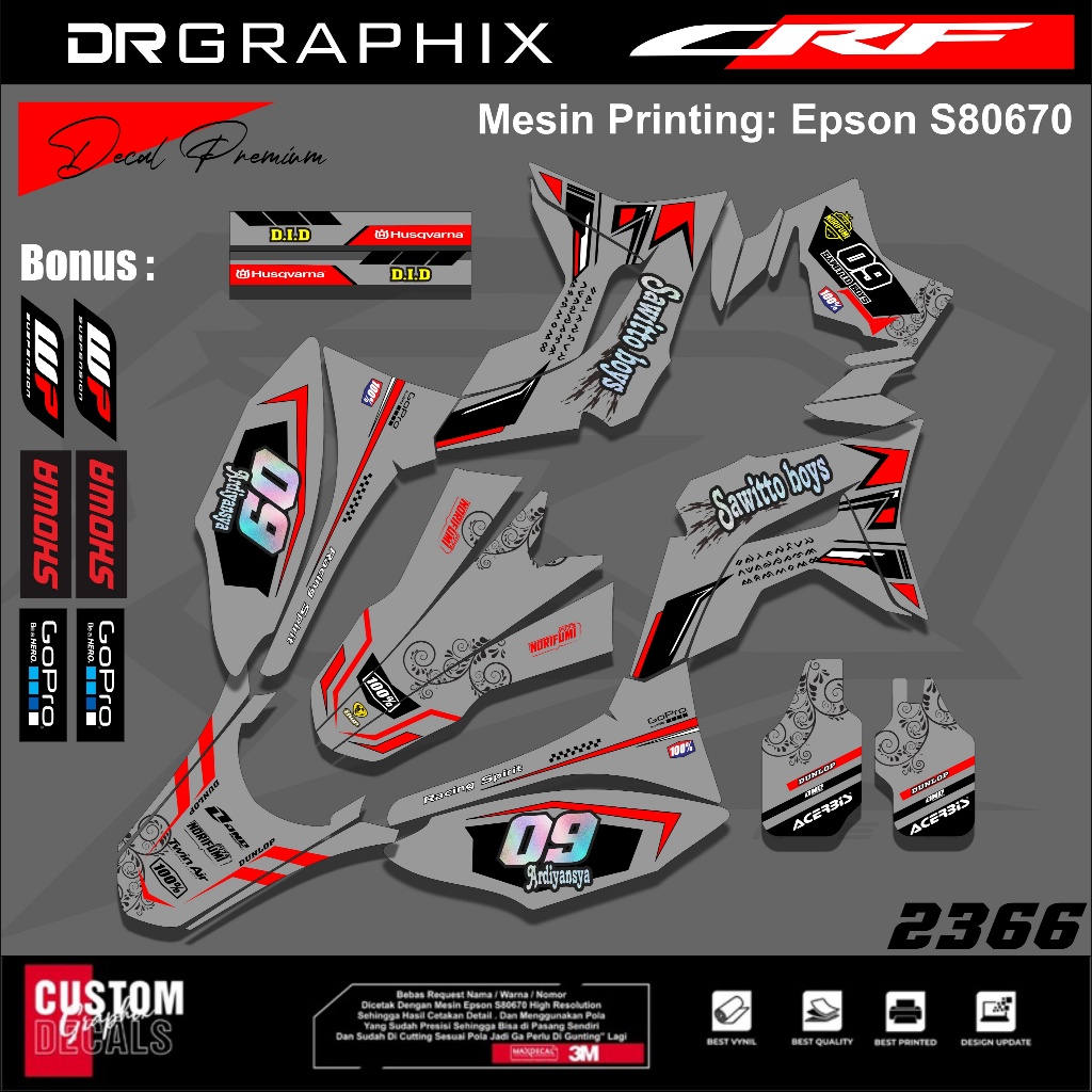 Jual Decal Stiker CRF 150 L Full Body Warna Abu Merah Mix Hitam Terbaru ...